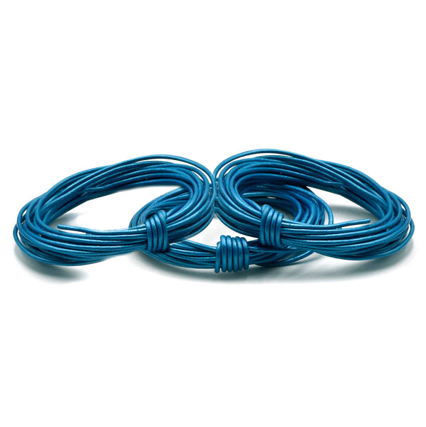 Metallic Azure Blue- 1.5mm Indian Leather (4 Yards) – Beadshop.com