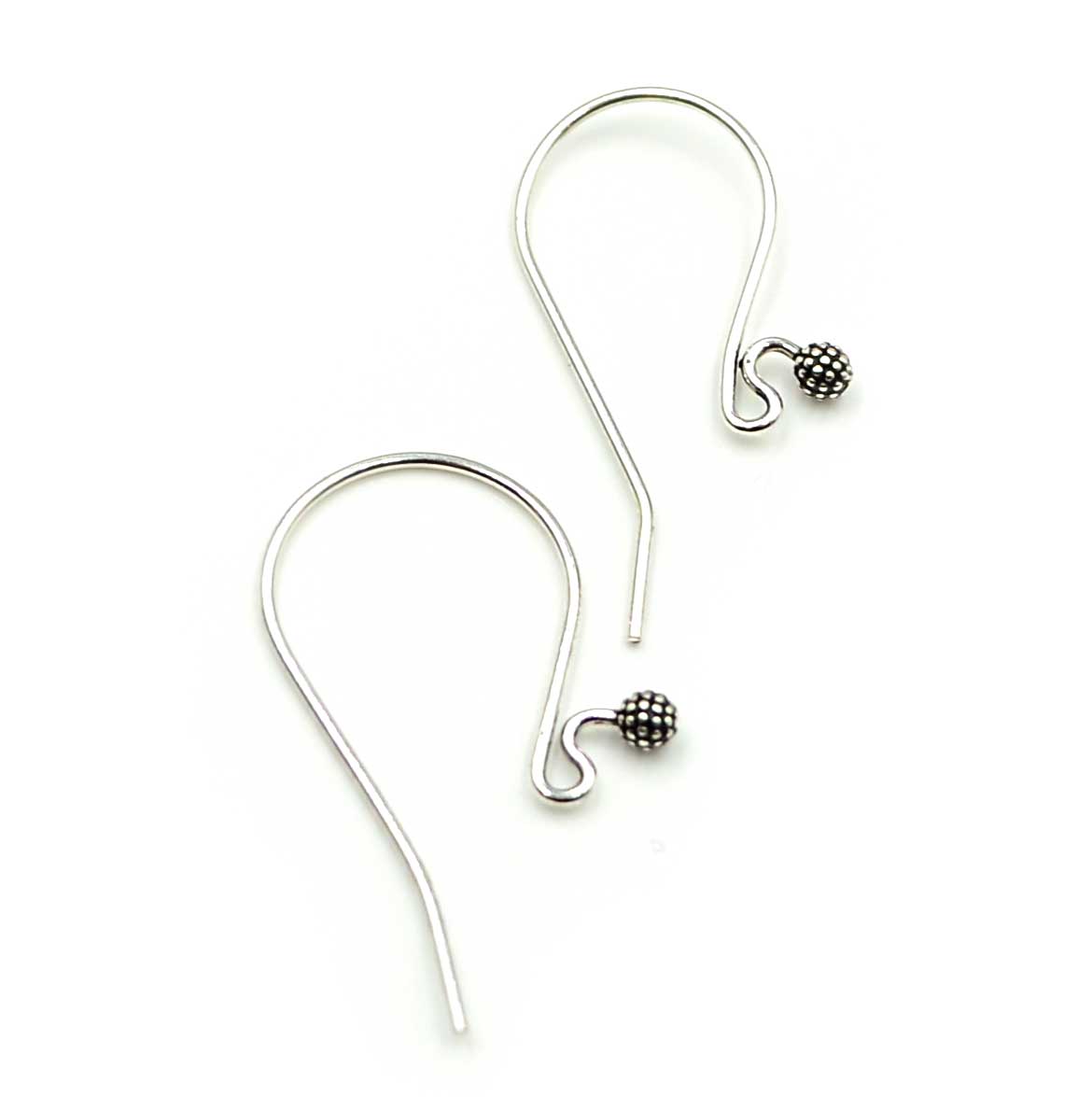 Sterling Silver Rounded Ear Wires (1 Pair) - Beadshop.com