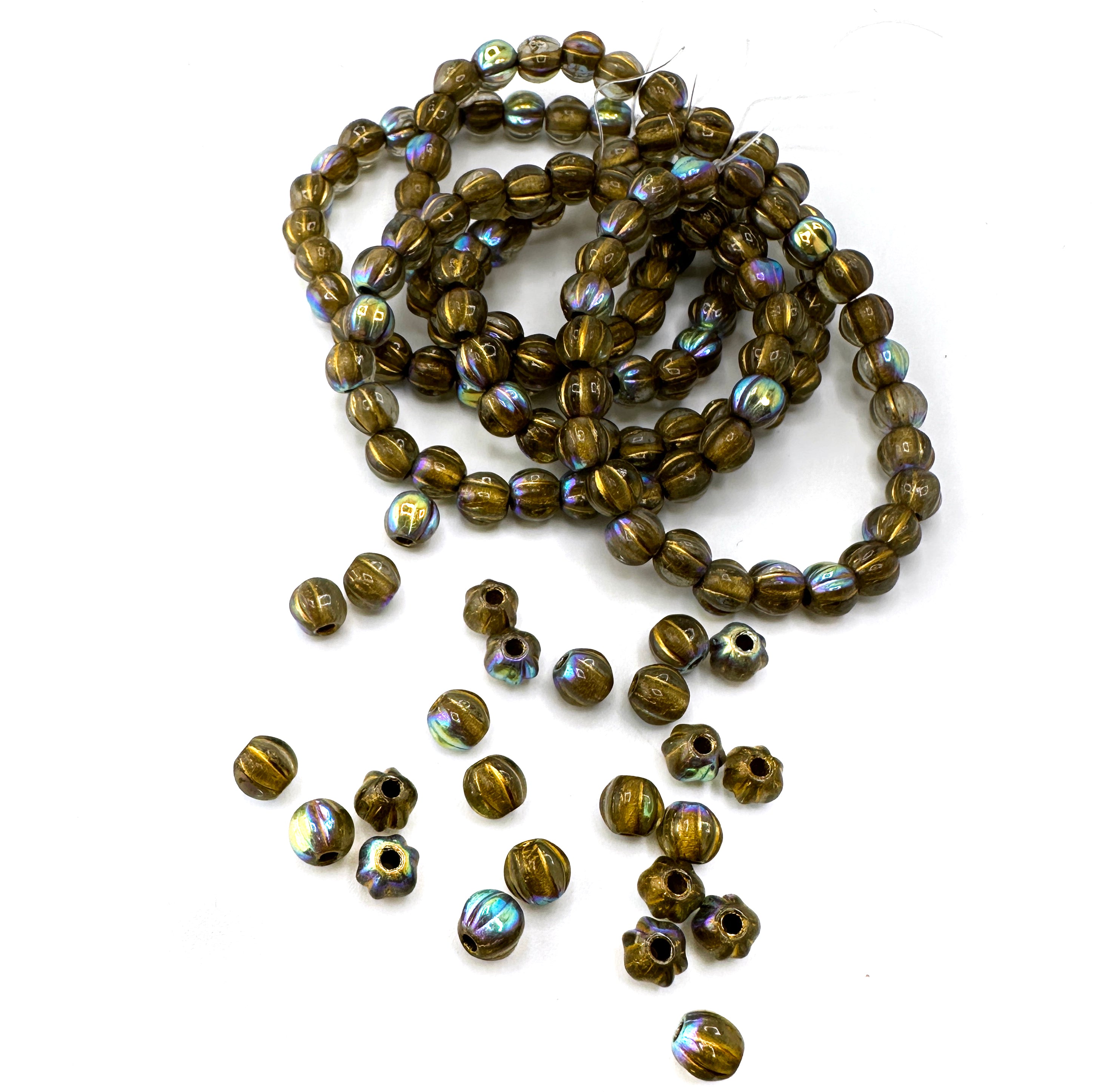 Large Hole Melon Bead Gold with AB Finish | Beadshop – Beadshop.com