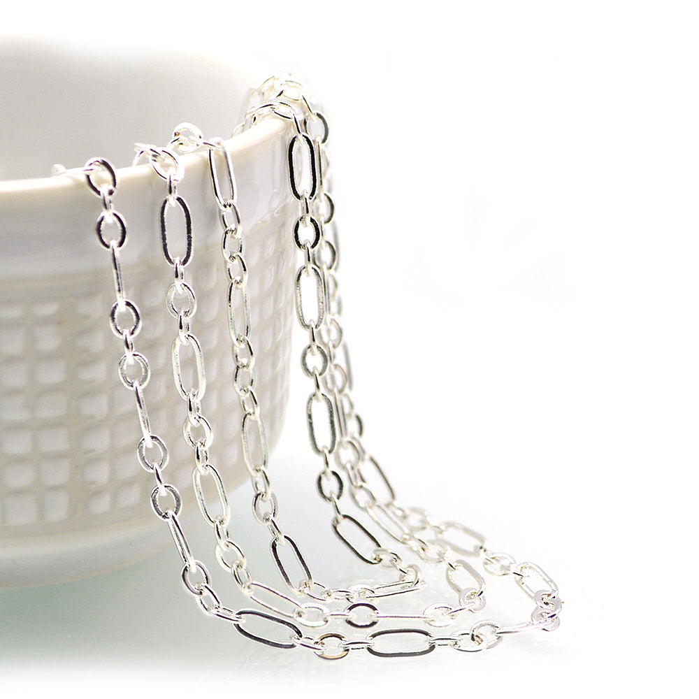 Long and Short- Silver Chain by the Foot - Beadshop.com