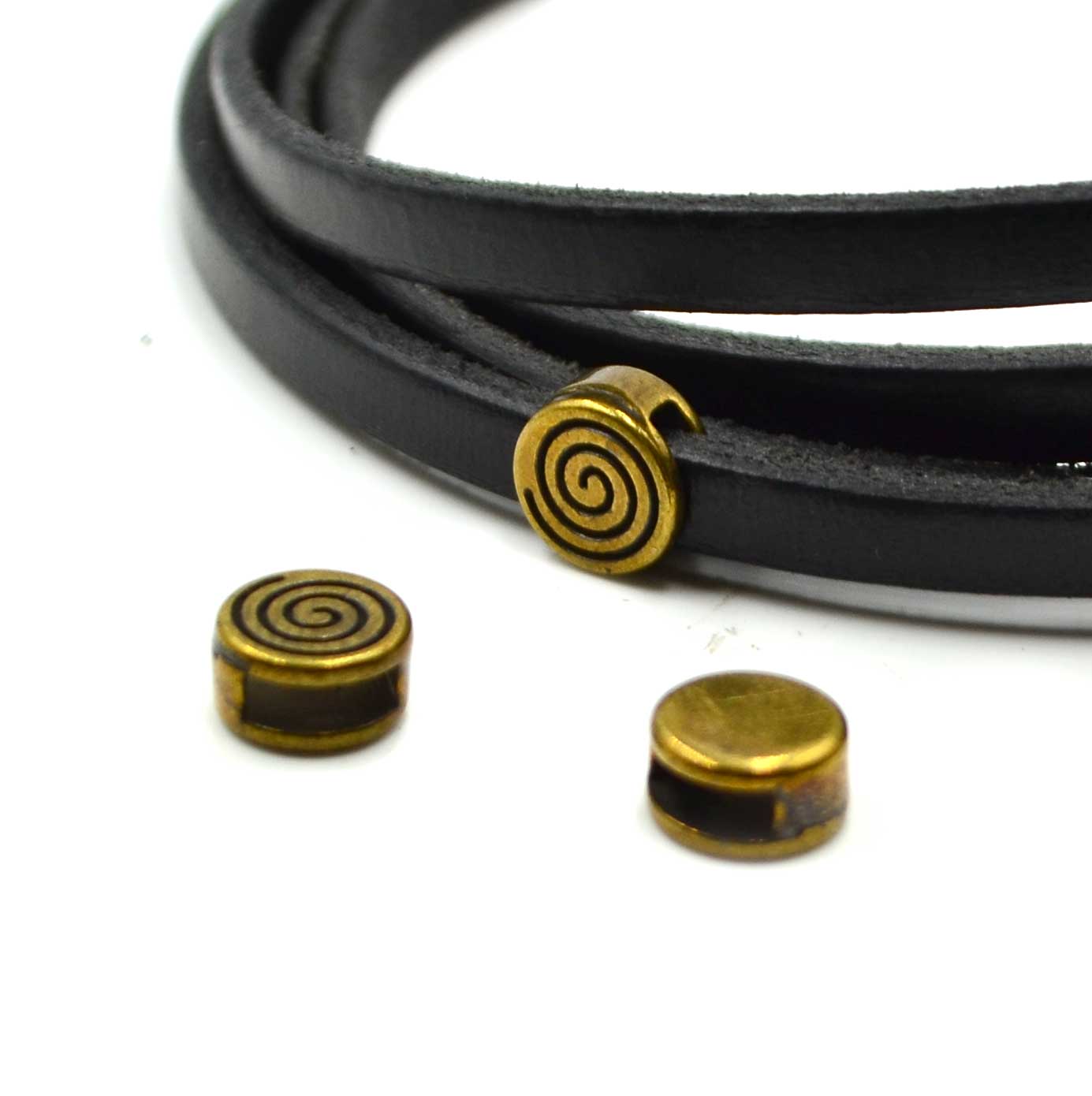 5mm Slider- Circle Coil- Antique Brass – Beadshop.com