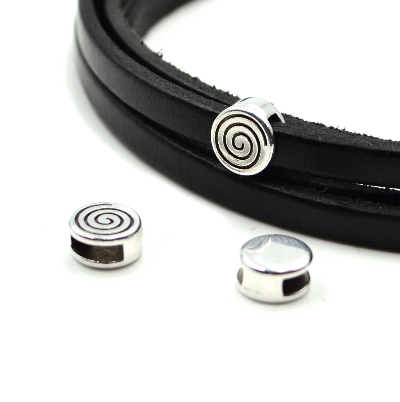 5mm Slider- Circle Coil- Antique Silver - Beadshop.com