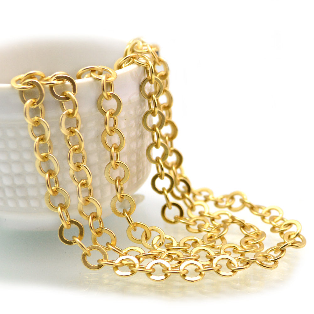 Rustico- Satin Gold Chain by the Foot – Beadshop.com