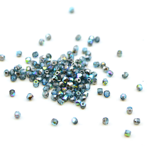 2mm- Aqua Graphite Rainbow - Beadshop.com