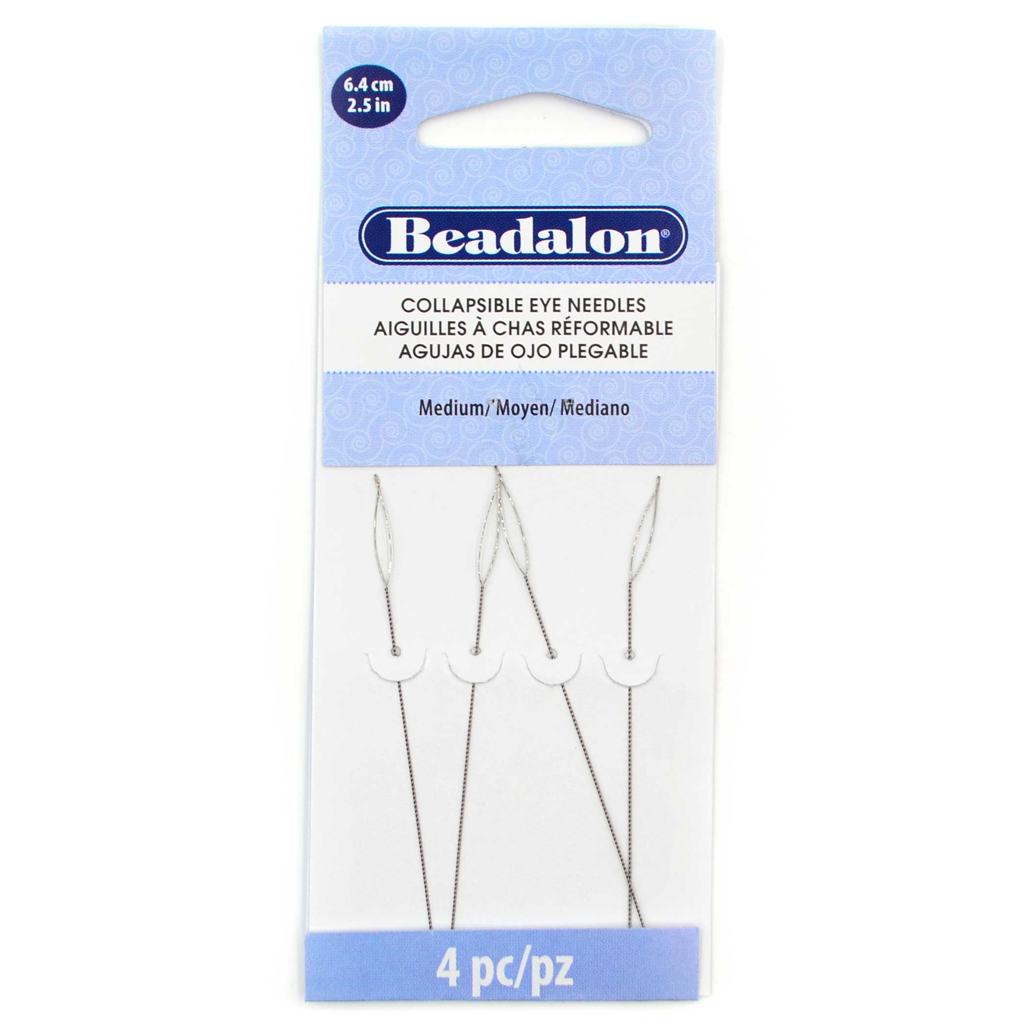 Beadalon Collapsible Eye Needles, Medium- 4 Pack - Beadshop.com
