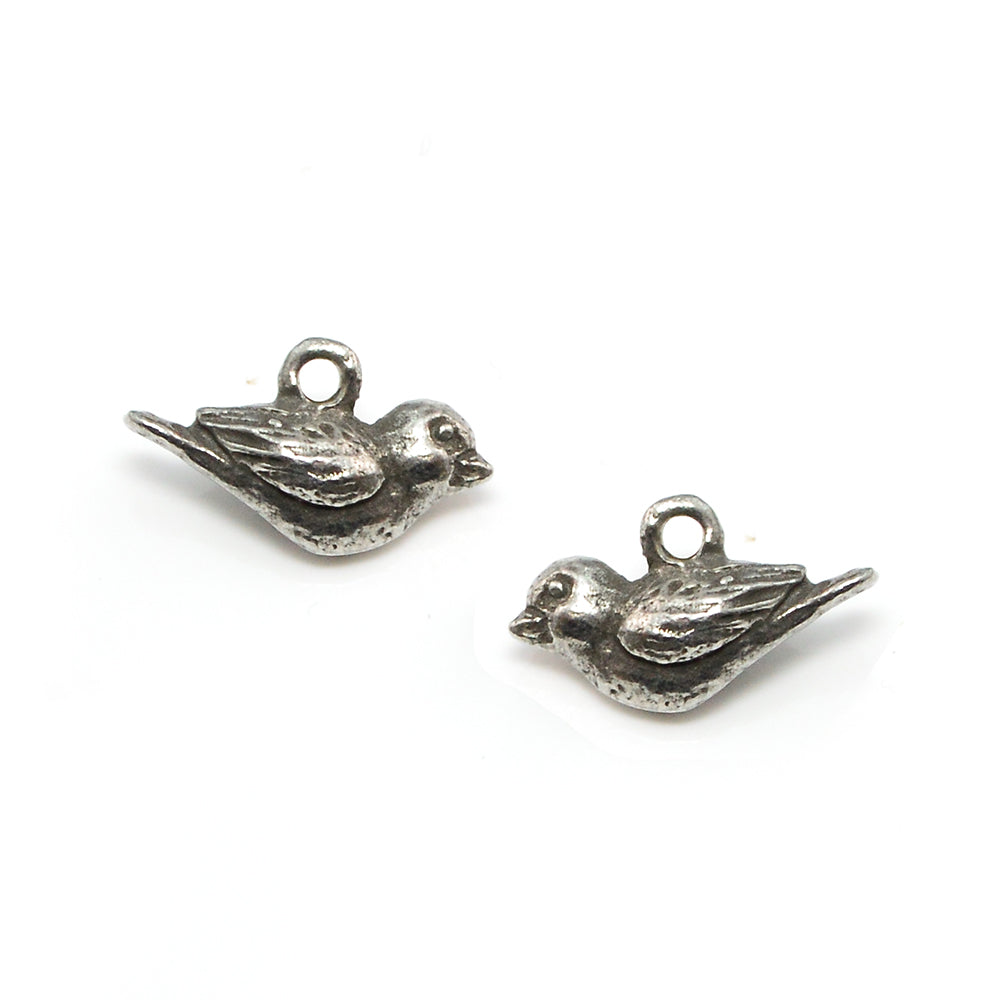 Tiny Bird Charm- Antique Pewter – Beadshop.com