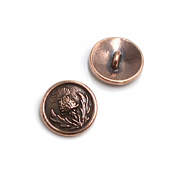 Thistle Button- Antique Copper - Beadshop.com