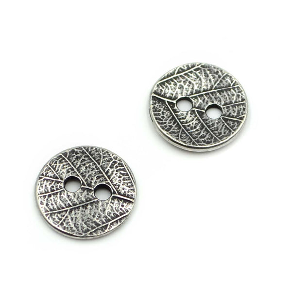 New Leaf Button- Silver - Beadshop.com