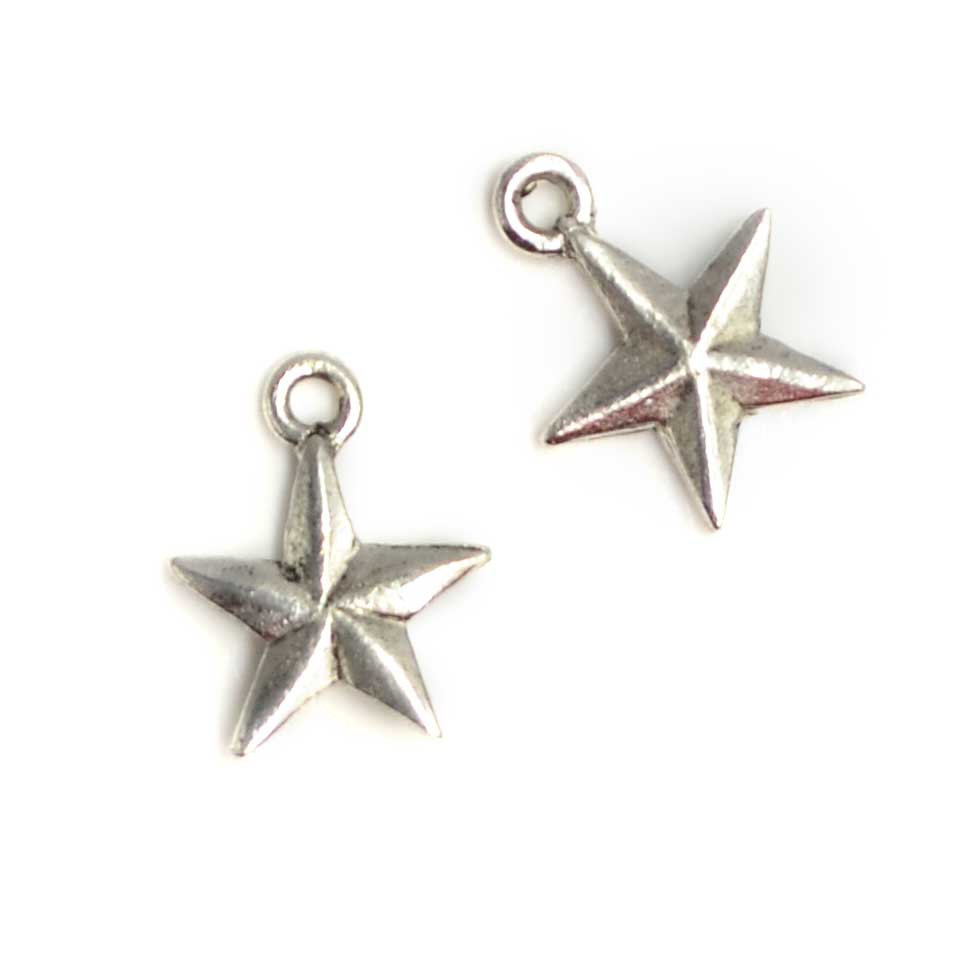 Mini Star Charm- Antique Silver - Beadshop.com