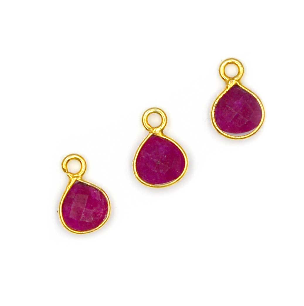 Ruby 18k Gold Vermeil Bezel Briolette - Beadshop.com