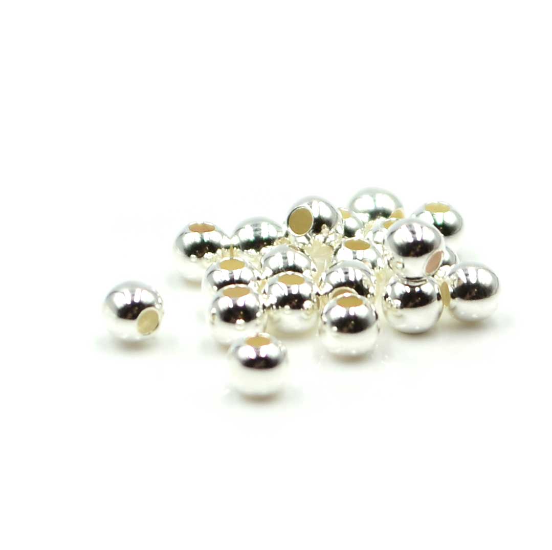 Sterling Silver 3mm Rounds- Large Hole - Beadshop.com