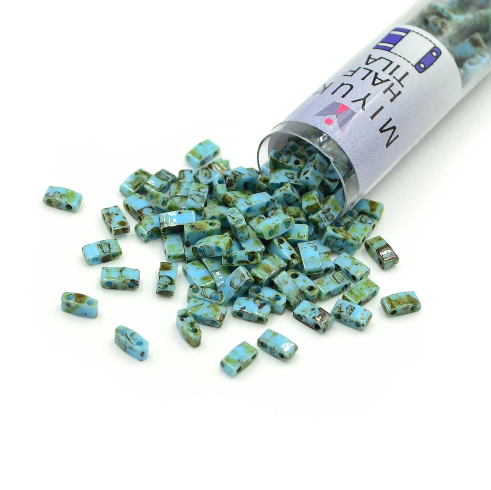 TLH4514 Opaque Turquoise Blue Picasso – Beadshop.com