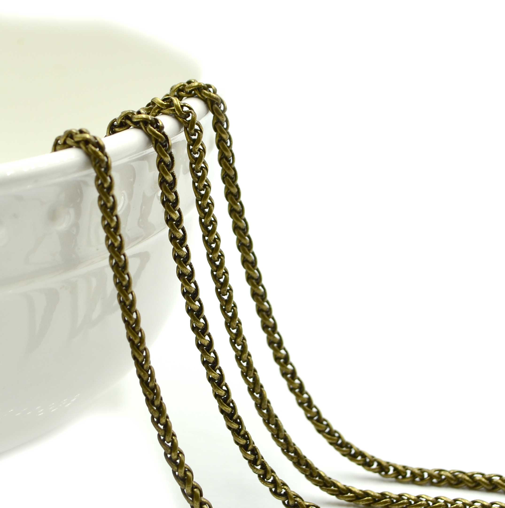 Wheat- Antique Brass Chain by the Foot - Beadshop.com