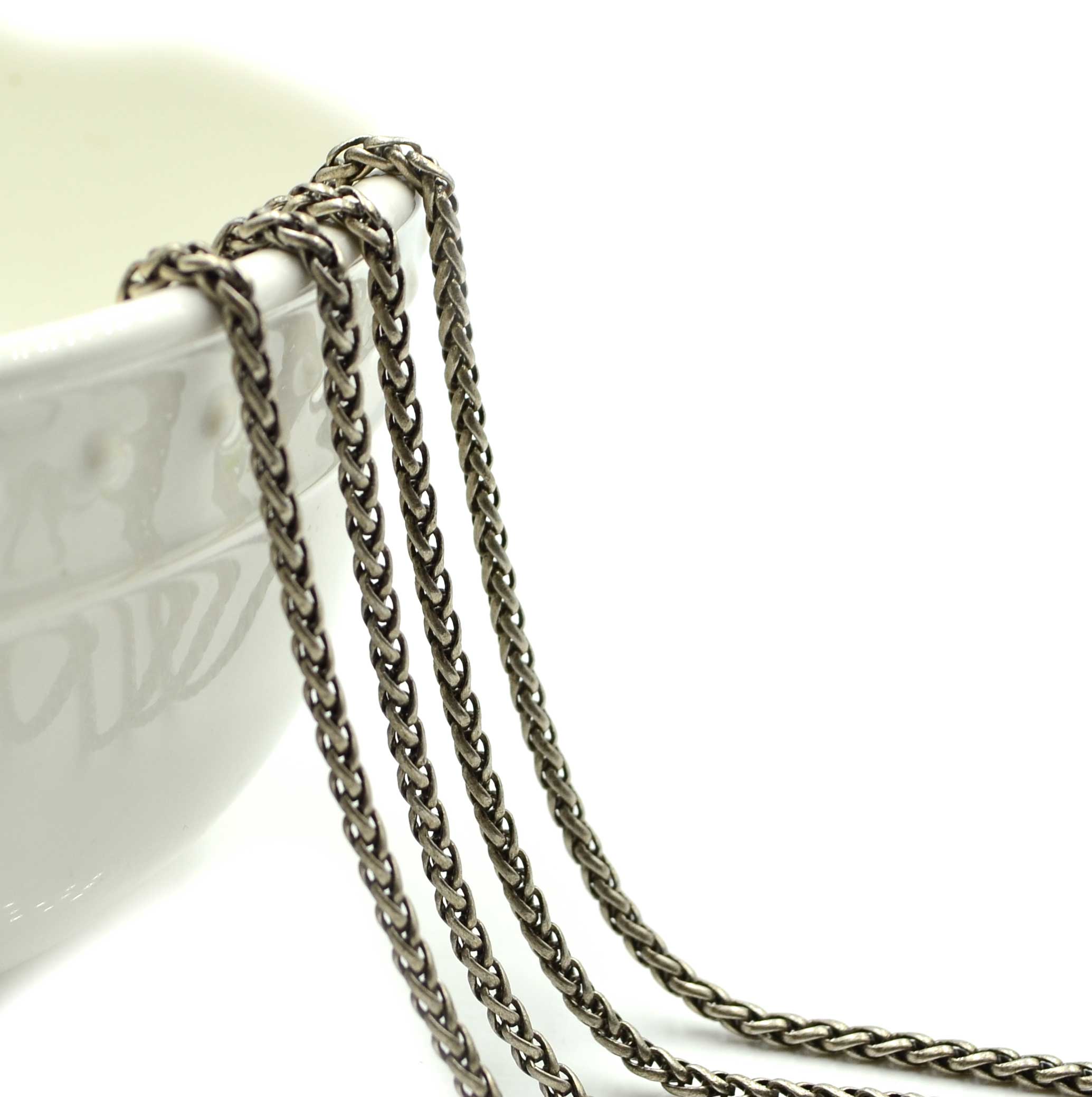 Wheat- Antique Silver Chain by the Foot - Beadshop.com